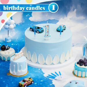 MTLEE Blue Number Candle with 10 Long Thin Cupcake Candle Happy Birthday Candles Boy Girl Number Candles for Birthday Cakes Number Birthday Cake Topper for Sweet Dots Party(Number 1)