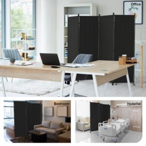 Kecreque Room Divider, 4 Panel Folding Privacy Screen, 88" Room Divider Panel with Wider 3 Metal Legs,Partition Room Dividers Can Be Used for Home Office Dormitory Dining Room Decor (Black)