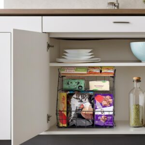 3 Tier Fruit Basket for Kitchen with Bamboo Cutting Board, Pantry Kitchen Organizers and Storage, 2 Set Stackable Wire Wall Basket, Onion Potato Vegetable Storage for Countertop Floor Cabinet Shelf