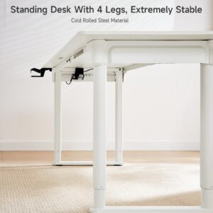 ONBRILL Standing Desk with 4 Legs, 71x32 Inch Rectangle Desk with Memory Controller & Dual Motors, Stand Up Desk Height Adjustable from 28" to 46" for Home Office Desk & Computer Workstations, White