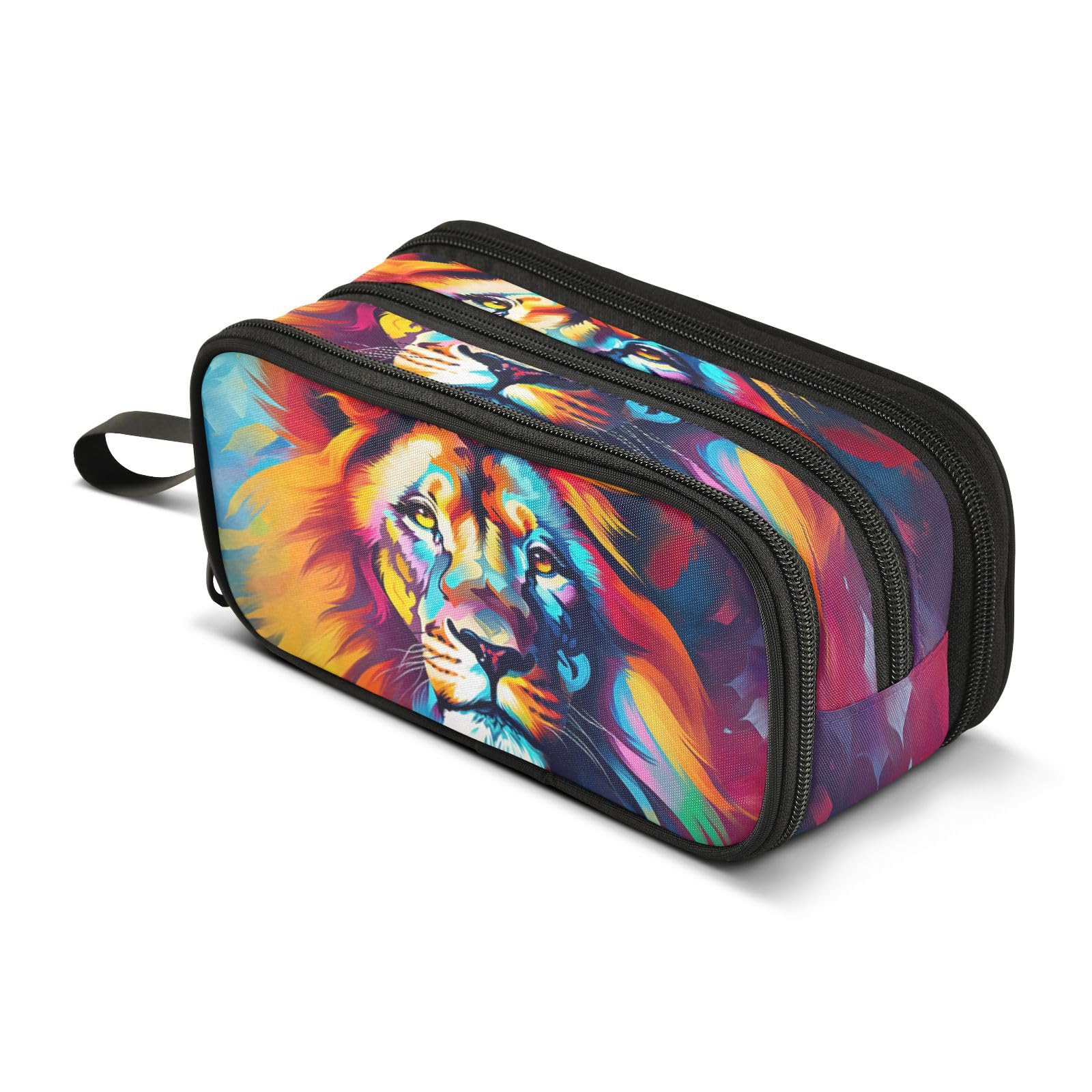 J JOYSAY Colorful Lion's Head Pencil Case Pouch Big Capacity Pencil Bags with Zipper Portable Pencil Box Large Pen Pouch for School Travel College Office