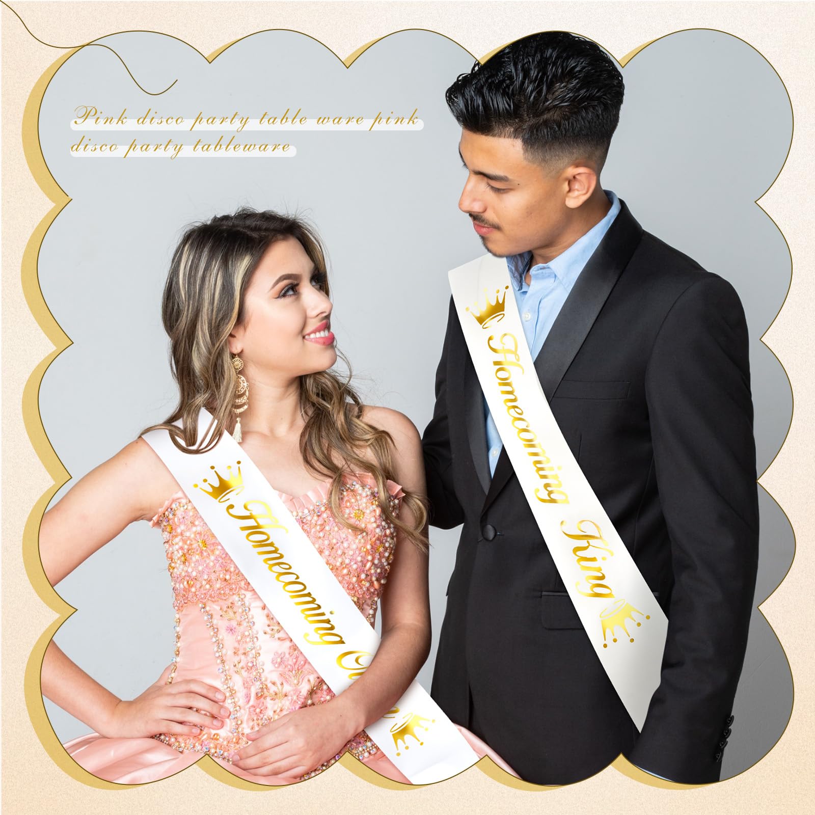 Huquary 4 Pcs Homecoming Prince and Princess Crowns with 2 Prom Court Sashes Satin Sash King Queen Costume Accessories Prom Favors for Graduation Men Women Adult Crown School Party Costume Birthday