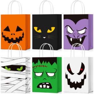 saypacck 36 pcs halloween treat bags halloween paper gift bags with handles trick or treat candy bags goodie bags for holiday treats snacks halloween party favors supplies