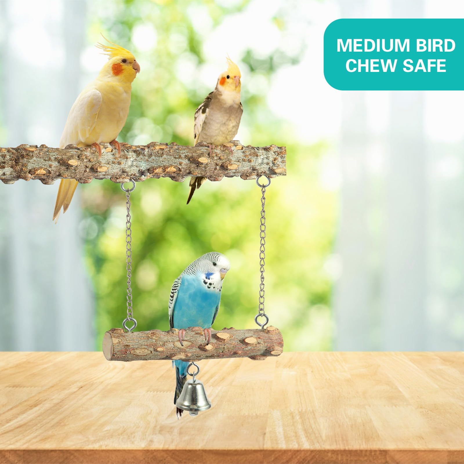 Bird Perches,4pcs Natural Wood Birds Stand Branch, Bird Perch Chewing Stick Cage Accessories Parrot Climbing Standing Branches Paw Grinding Fork Sets for Parakeet Lovebirds Cockatiels Conure Budgies