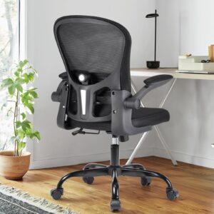 Office Chair with Flip-Up Armrest, High Back Ergonomic Computer Chair with Adjustable Lumbar Support for Home and Office