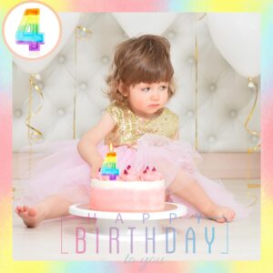 Rainbow Candles for Birthday Cakes, Rainbow Themed Cake Topper, Rainbow Birthday Party Decorations, 4th Number Candle (Number 4)