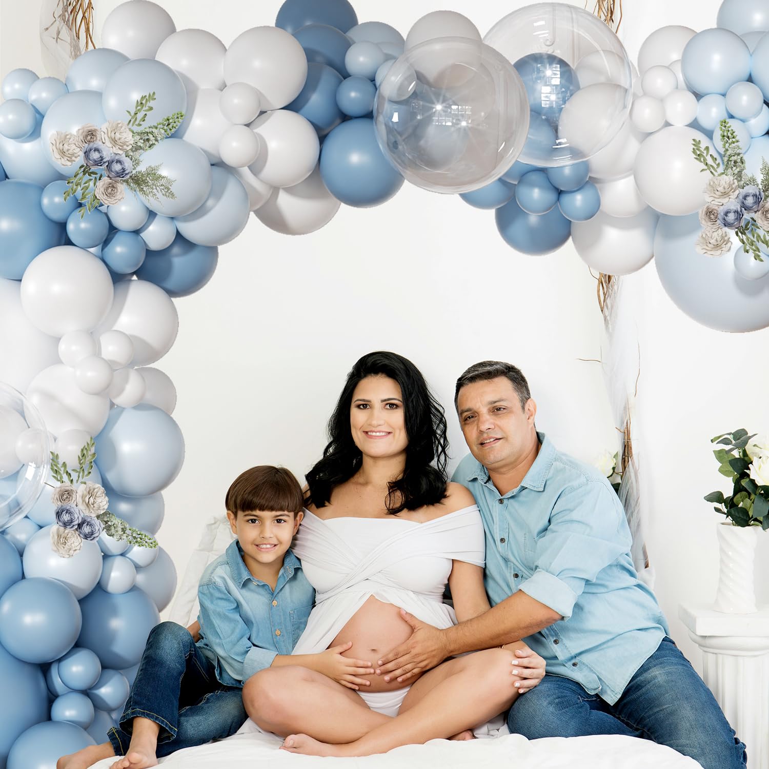 Dusty Blue Balloon Arch Kit 126 Pcs Blue and White Balloon Arch Garland Kit Include Light Blue Macaron Blue Sand White Balloons for Wedding Birthday Baby Shower Gender Reveal Decorations