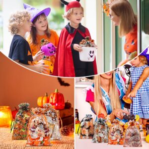 Shintop 100pcs Halloween Organza Treat Bags, 4x6inch Small Goodie Bags Drawstring Candy Bags Mesh Gift Pouches for Candies Trick or Treat