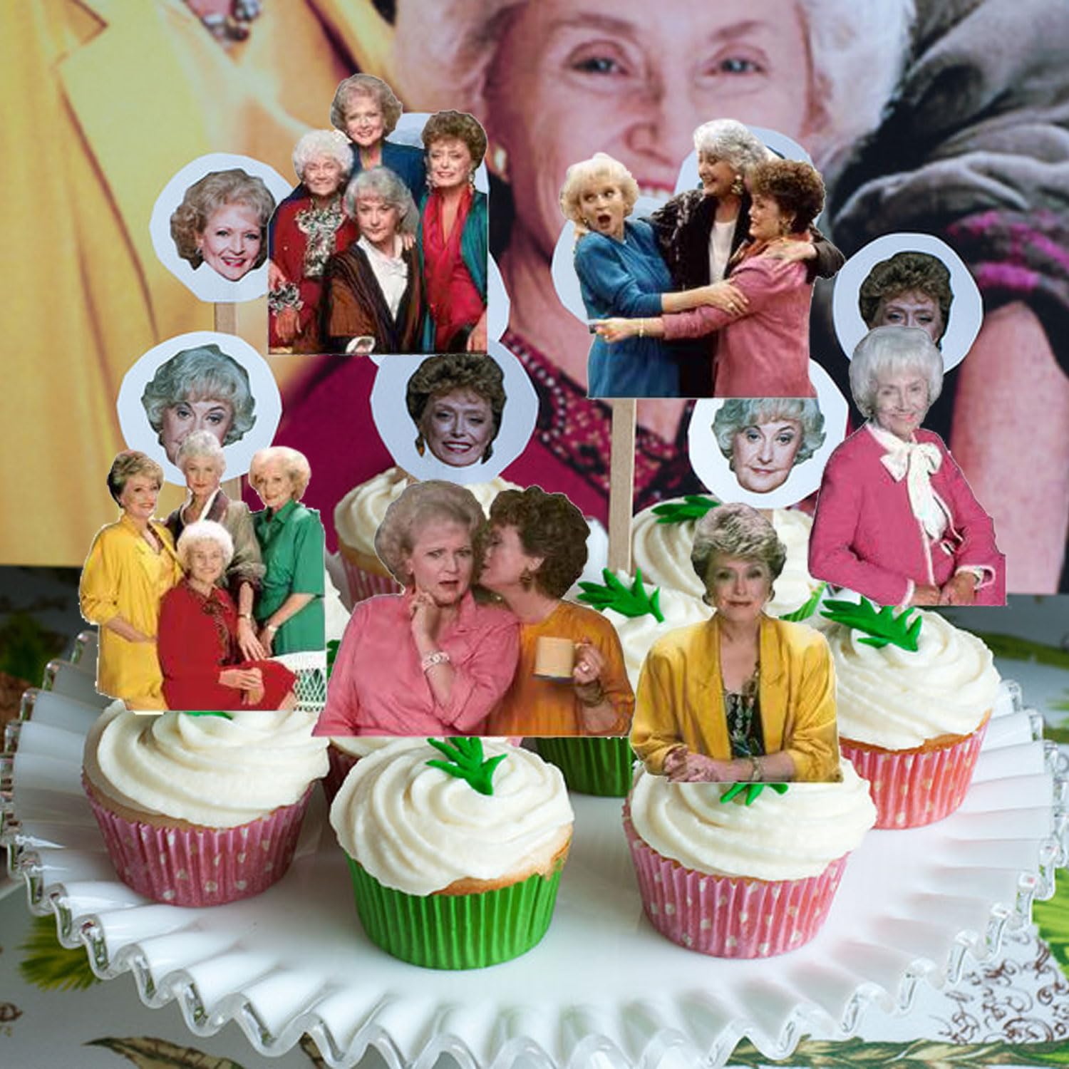 OUDINI The Golden Girls birthday party supplies,Golden Girls including cake topper, cupcake toppers, Banner, Latex Balloons,It is very suitable for Women and girl birthday party supplies., Blue