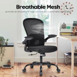 Office Chair with Flip-Up Armrest, High Back Ergonomic Computer Chair with Adjustable Lumbar Support for Home and Office