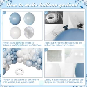 Dusty Blue Balloon Arch Kit 126 Pcs Blue and White Balloon Arch Garland Kit Include Light Blue Macaron Blue Sand White Balloons for Wedding Birthday Baby Shower Gender Reveal Decorations