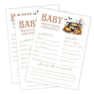 tiofuno halloween baby shower games, baby predictions and advice cards, 5x7 in, halloween baby shower party favor decorations supplies - a01