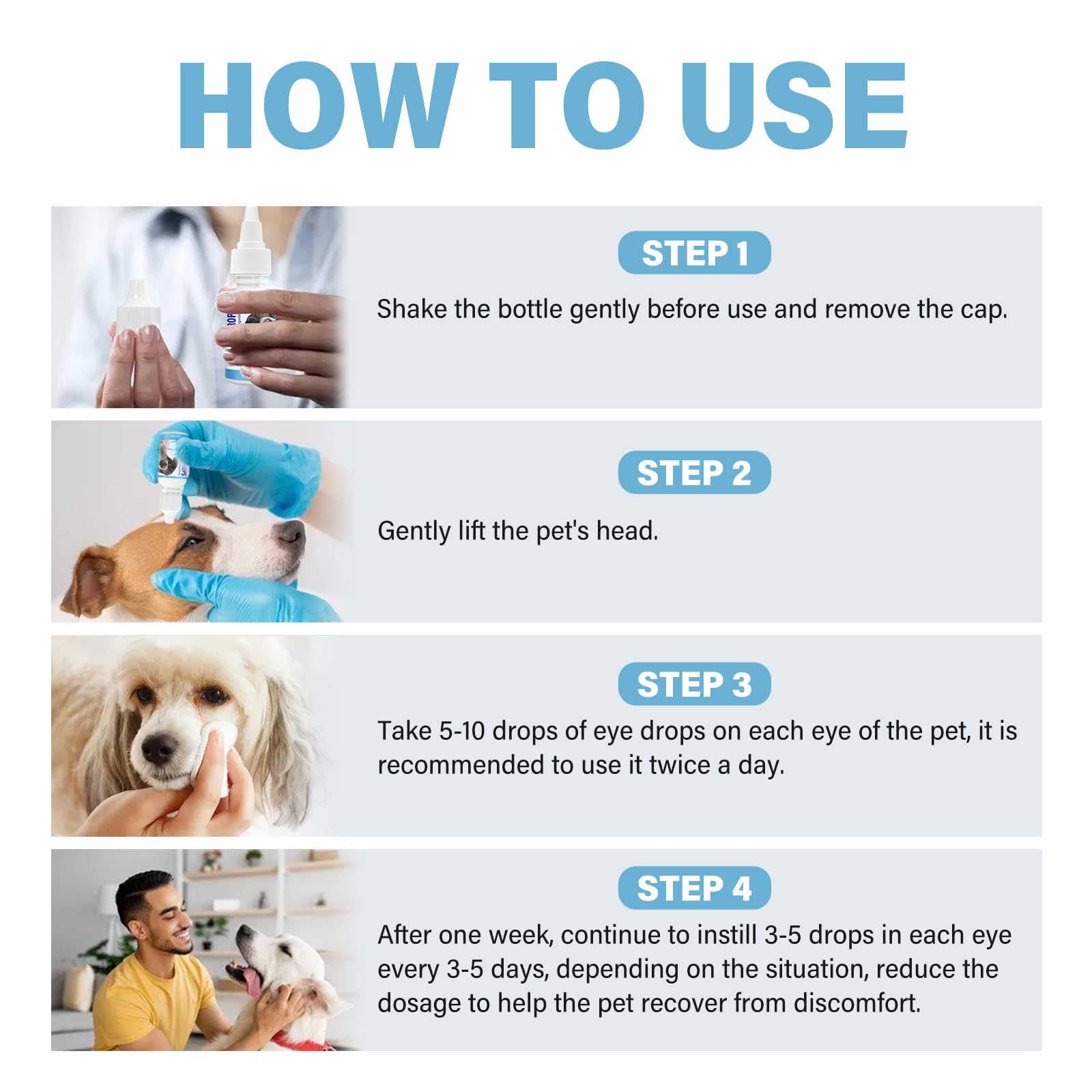 Atrilly Dog Eyé Drops, Dog Eyé Infection Treatment, Eyé Drops for Dogs & Cats to Clean Tear Streaks, Remove Eye Stains & Relieve Symptoms of Red Eye, Dryness Eye, Allergy, 10ml*2, Blue