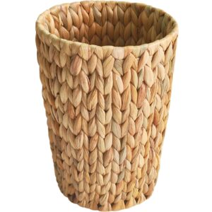 endymion 2 gallon wicker trash can,wicker waste basket for bedroom,water hyacinth wicker trash basket,boho decor farmhouse small bathroom trash can,round