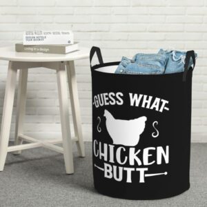 Guess Whats Chicken Butt Clothes Hamper Dirty Clothes Storage Basket Foldable with Handles Laundry Basket, for Bedroom, Bathroom Small