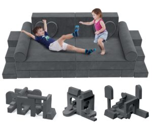 modular play couch for kids toddler - 14pcs kids sofa to boost creativity, boys and girls diy creativing playroom couch for playroom bedroom nursery