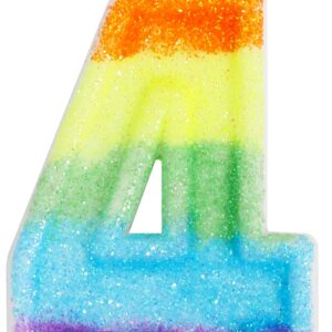 Rainbow Candles for Birthday Cakes, Rainbow Themed Cake Topper, Rainbow Birthday Party Decorations, 4th Number Candle (Number 4)