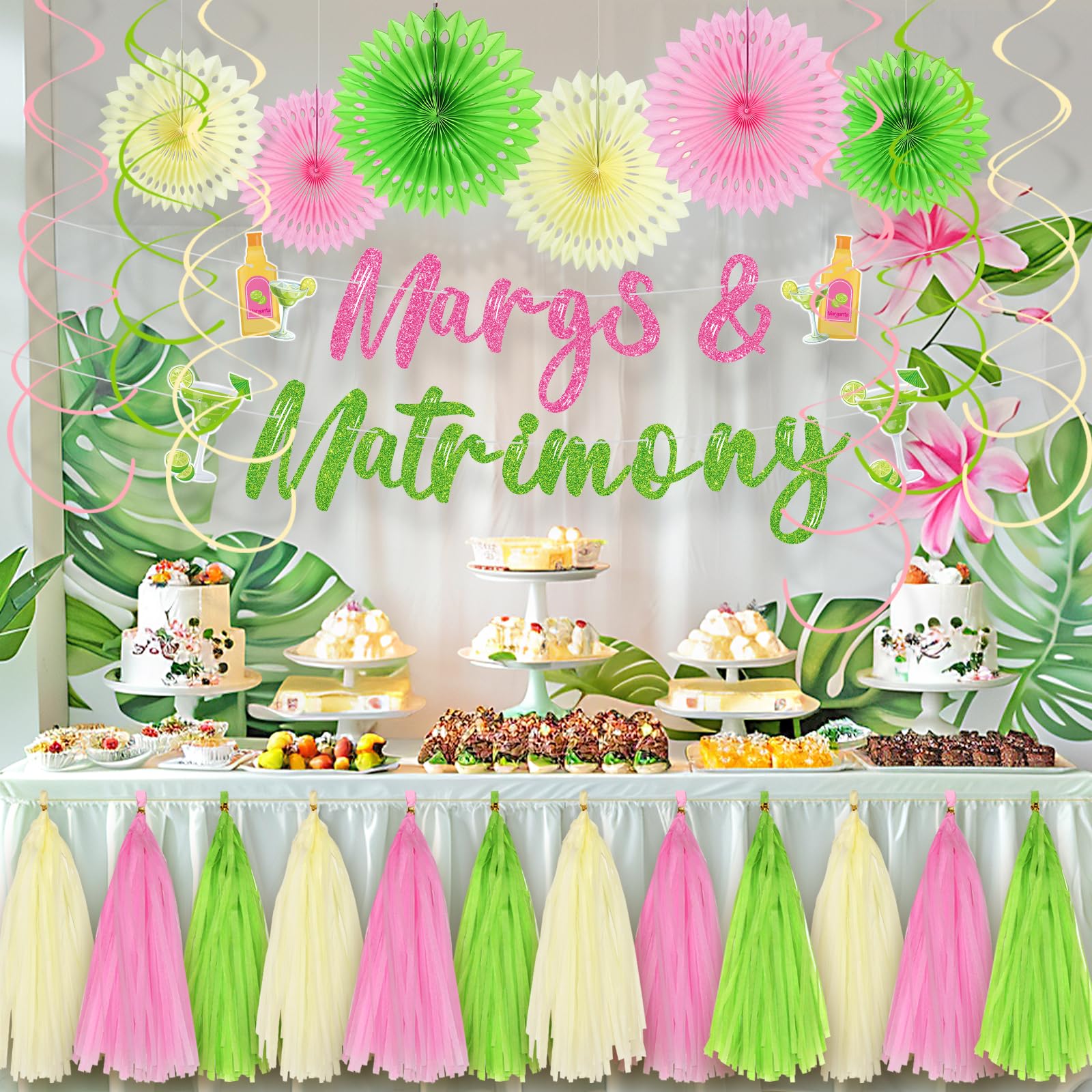 Margs and Matrimony Bachelorette Party Decorations, Margs and Margarita Bachelorette Party Supplies Decor Banner for Mexican Fiesta Wedding Bridal Shower Party