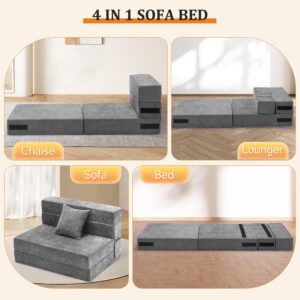 Rengue Folding Sofa Bed,Memory Foam Fold Out Chair Bed with Pillow,Convertible Sofa Bed Futon Sleeper Chair,Futon Couch, Lazy Sofa for Living Room/Dorm/Guest Room/Home Office