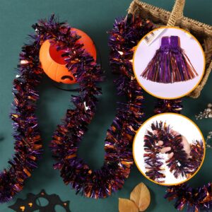 Halloween Foil Fringe Garland & Halloween Tinsel Garland Orange Black Purple Fringe Garland Tinsel Garland 10 Pcs Halloween Parade Float Decoration Halloween Party Decorations (50 ft + 50 ft)