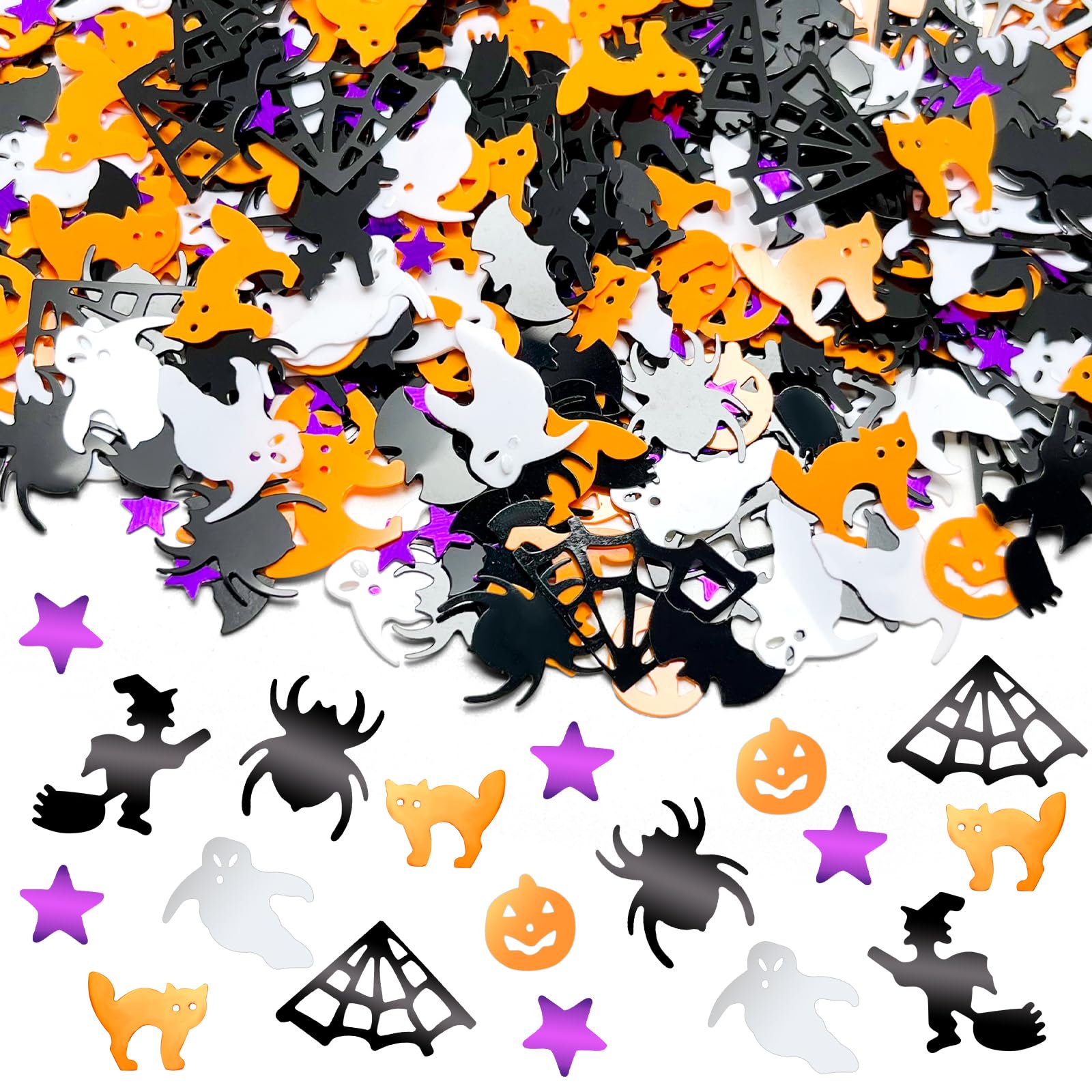 Halloween Confetti Halloween Party Scatter Confetti Bat WitchStar Spider Black Cat Pumpkin Table Scatter Glitter Confetti for Halloween Party Favors Table Decoration