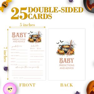 TIOFUNO Halloween Baby Shower Games, Baby Predictions and Advice Cards, 5x7 in, Halloween Baby Shower Party Favor Decorations Supplies - A01