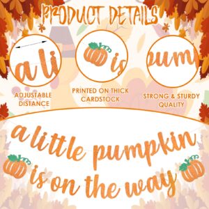 Orange Glitter "A Little Pumpkin Is On The Way" Banner - Pumpkin Baby Shower Banner, Fall Themed Gender Reveal Decorations, Thanksgiving Autumn Garland Photo Prop for Indoor Outdoor Party Supplies