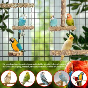 Bird Perches,4pcs Natural Wood Birds Stand Branch, Bird Perch Chewing Stick Cage Accessories Parrot Climbing Standing Branches Paw Grinding Fork Sets for Parakeet Lovebirds Cockatiels Conure Budgies