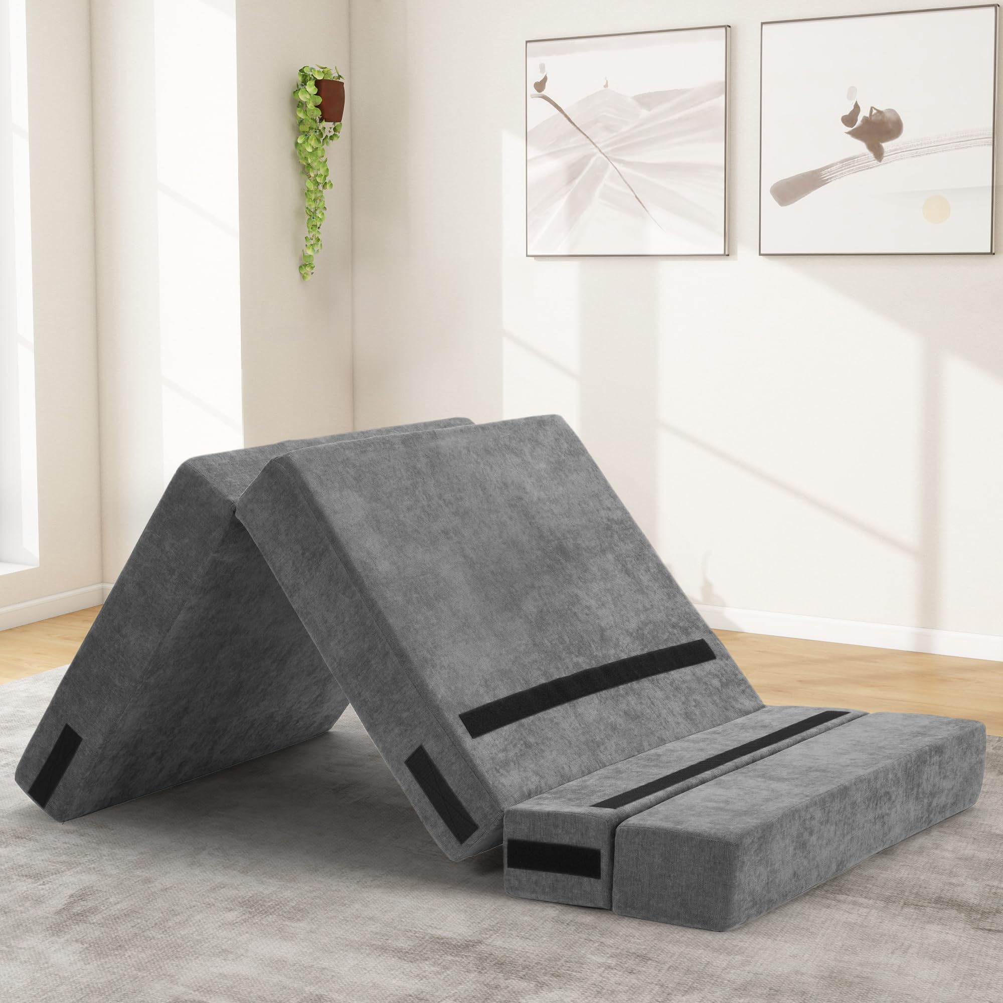 Rengue Folding Sofa Bed,Memory Foam Fold Out Chair Bed with Pillow,Convertible Sofa Bed Futon Sleeper Chair,Futon Couch, Lazy Sofa for Living Room/Dorm/Guest Room/Home Office