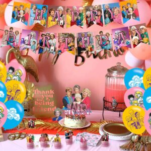 OUDINI The Golden Girls birthday party supplies,Golden Girls including cake topper, cupcake toppers, Banner, Latex Balloons,It is very suitable for Women and girl birthday party supplies., Blue