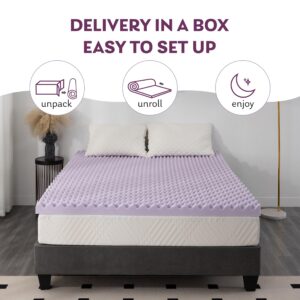 3 Inch Egg Crate Twin Memory Foam Mattress Topper, Cooling Gel Infused Foam Mattress Topper for Pressure Relief, CertiPUR-US Certified Twin Bed Topper, Purple, 38"×75"