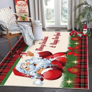 anibedding christmas area rug for entryway 3'x5' non slip washable area rug low pile carpet for bedroom living room kitchen