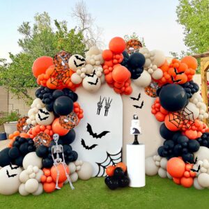 152 pcs halloween balloons garland arch kit orange black sand white confetti balloons for halloween graduation baby shower birthday wedding anniversary new year party decorations supplies