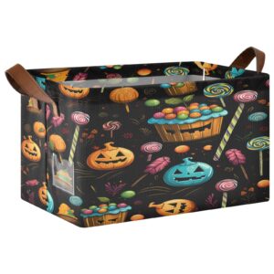 halloween storage basket for organizing, pumpkin candy large storage bins boxes containers laundry basket for closet organizers clothes