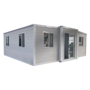 generic pre-fab 20ft house, compact living space, fully functional kitchen & bathroom, open plan, customisable, can be used as portable home, office, and holiday rental, white