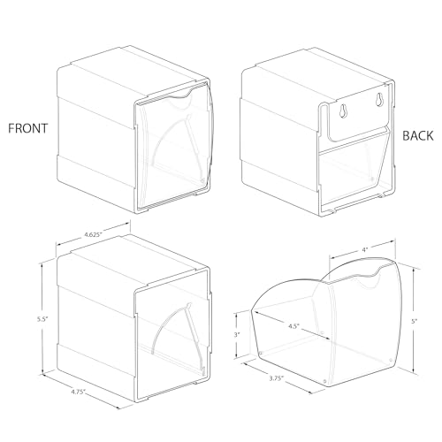 Azar Displays 300360-4PK Stackable Tilt Bin Counter Organizers, White (4-Pack)