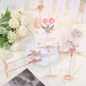 CHGCRAFT 12PCS Place Card Holders Deer Table Number Holders Name Card Holders Rose Gold Table Number Stands Table Photo Picture Holders for Party Weddings Resturants