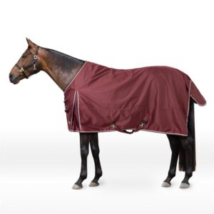 horze glasgow light weight waterproof combo turnout sheet with neck cover (no fill) - burgundy - 78 in