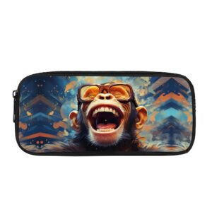 ouhene funny monkey pencil case for men women,large capacity pencil box for boys girls,pencil case pouch with zipper for school work travel