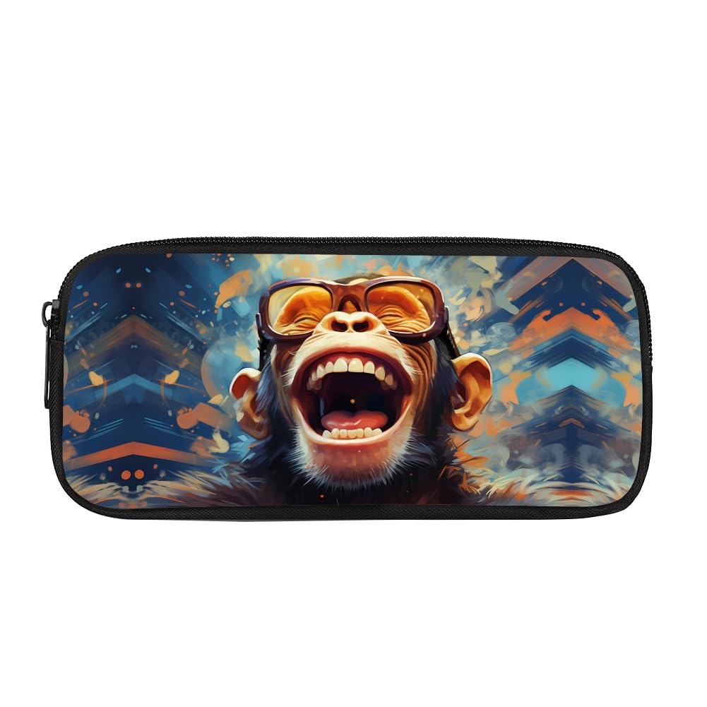 Ouhene Funny Monkey Pencil Case for Men Women,Large Capacity Pencil Box for Boys Girls,Pencil Case Pouch with Zipper for School Work Travel