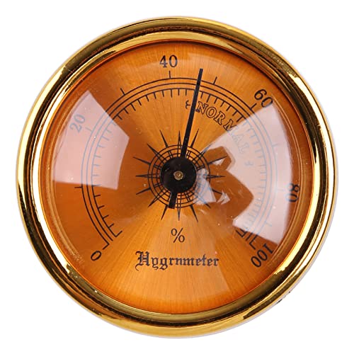 Analog Hygrometer Humidity Gauge & Glass Lens For Smoking Humidity Sensitive Gauge Round Gold