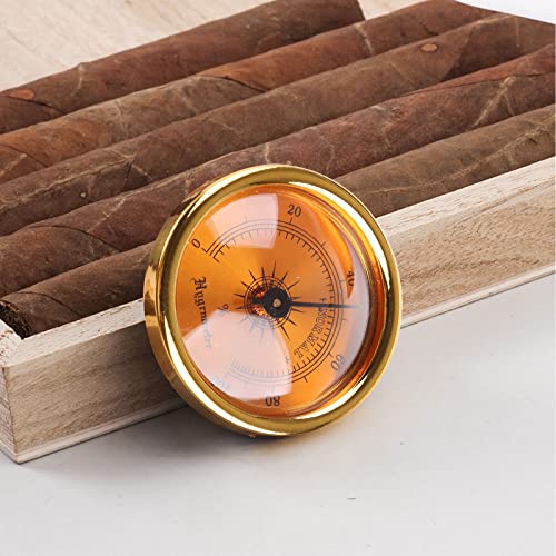 Analog Hygrometer Humidity Gauge & Glass Lens For Smoking Humidity Sensitive Gauge Round Gold