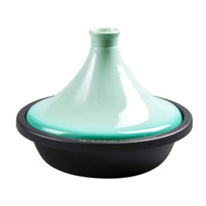 casserole dishes with lids 10.6" cast iron tagine pot, large cooking tagine, tajine with enameled cast iron base and cone-shaped lid with anti-hot silicone gloves cassero