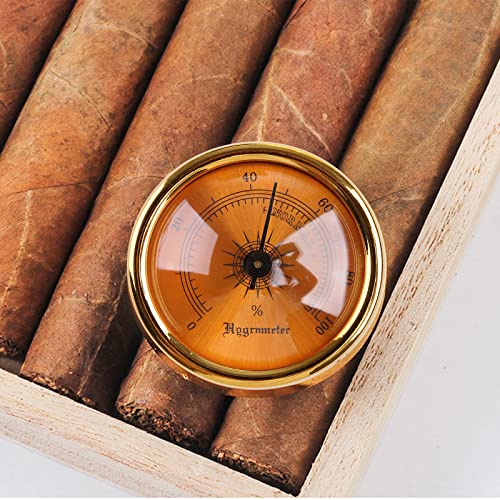 Analog Hygrometer Humidity Gauge & Glass Lens For Smoking Humidity Sensitive Gauge Round Gold