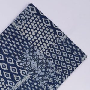 panihari collection 2.5 yard mud cloth indigo blue hand block printed fabric soft voile cotton sweing fabric hand dyed 44 inch width by the yard for beautiful women dressmaking, clothing