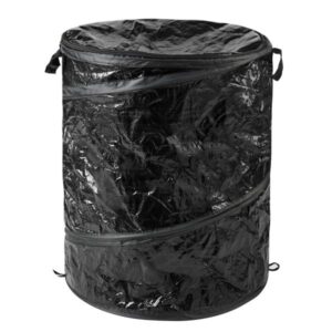 wakeman collapsible trash can - 44-gallon portable garbage can outdoor bin with zippered lid for rv, camping, parties, or yard waste (black)