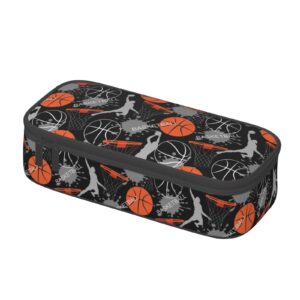 Basketball Fun Sport Ball Pencil Case Big Capacity Storage Pencil Pouch Stationery Bags With Zipper Portable Pen Holder Box Organizer For Boys Girls Teens Student College School Office Supplies