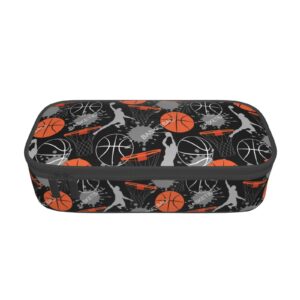 Basketball Fun Sport Ball Pencil Case Big Capacity Storage Pencil Pouch Stationery Bags With Zipper Portable Pen Holder Box Organizer For Boys Girls Teens Student College School Office Supplies