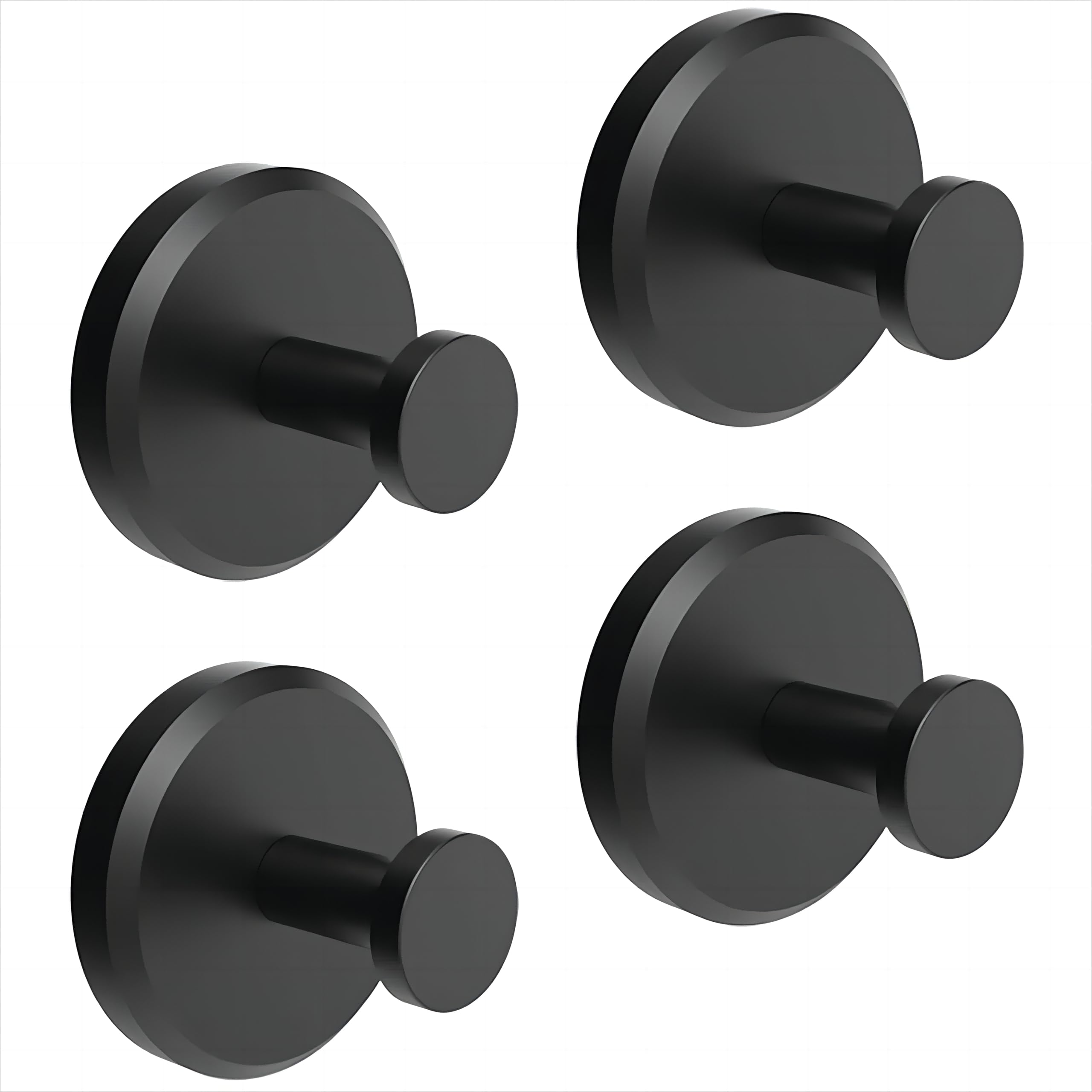 Xanadian Suction Cup Hooks for Shower, Bathroom, Kitchen, Glass Doors, Mirrors, Tiles - Loofah, Towel, Coat, Bathrobe Hooks to Hang up to 15 lbs - Waterproof, Dark, Matt Black (4 Pack)