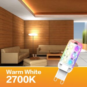 Lososuch G9 LED Dimmable Bulb, RGB Color Changing with Remote Control G9 LED Light Bulbs, 25W G9 Halogen Equivalent, G9 LED Bulbs Dimmable 3000K Warm White, 250LM, No Flicker, 2 Pack